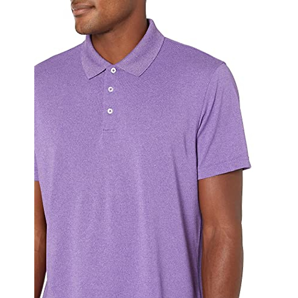 Amazon Essentials Men's Slim-Fit Quick-Dry Golf Polo Shirt, Purple Heather, Large