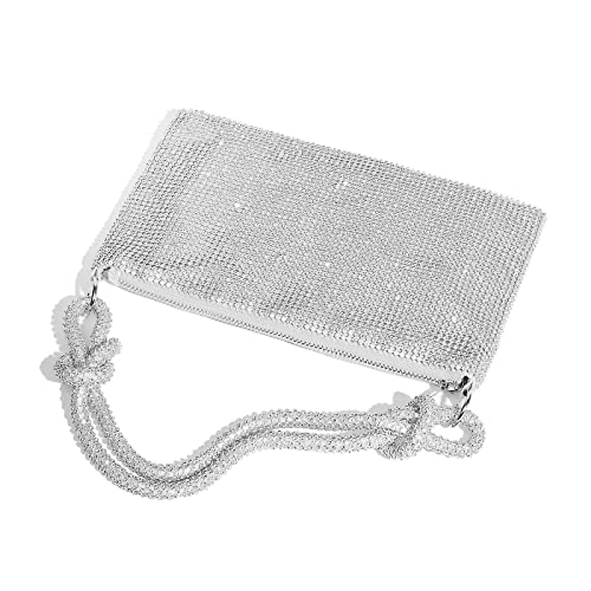 YUWITA Rhinestone Purse for Women Evening Bag Glitter Sparkly Mini Handbags (Silver)