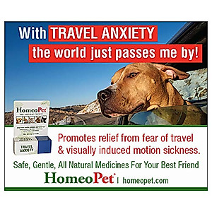 HomeoPet Travel Anxiety, Calming Relief for Dogs, Cats, and Other Small Animals, 15 Milliliters