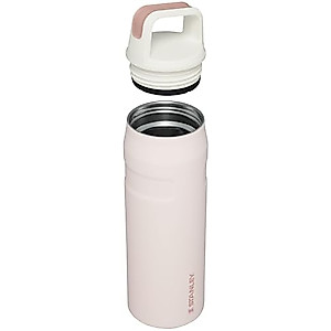 Stanley IceFlow Cap and Carry+ Water Bottle 24 OZ | Wide Mouth Twist Lid | Lightweight & Leakproof for Travel & Gym | Insulated Stainless Steel | BPA-Free | Rose Quartz Glimmer