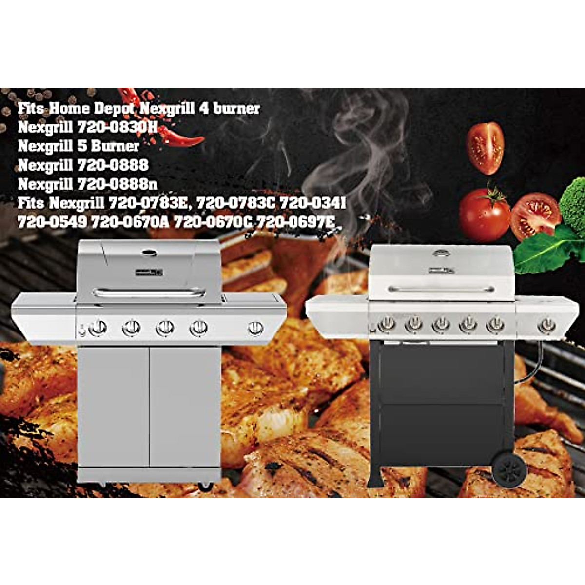 NAKAAOSIK Grill grates Replacement 17 inch - Compatible with for Nexgrill 4 720-0830H 720-0670A 720-0783E 720-0958A Nexgrill 5 720-0888N Replacement for Kenmore 41516106210 415.16106210