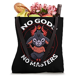 No Gods No Masters Baphomet Pentagram Atheist Satanism Tote Bag