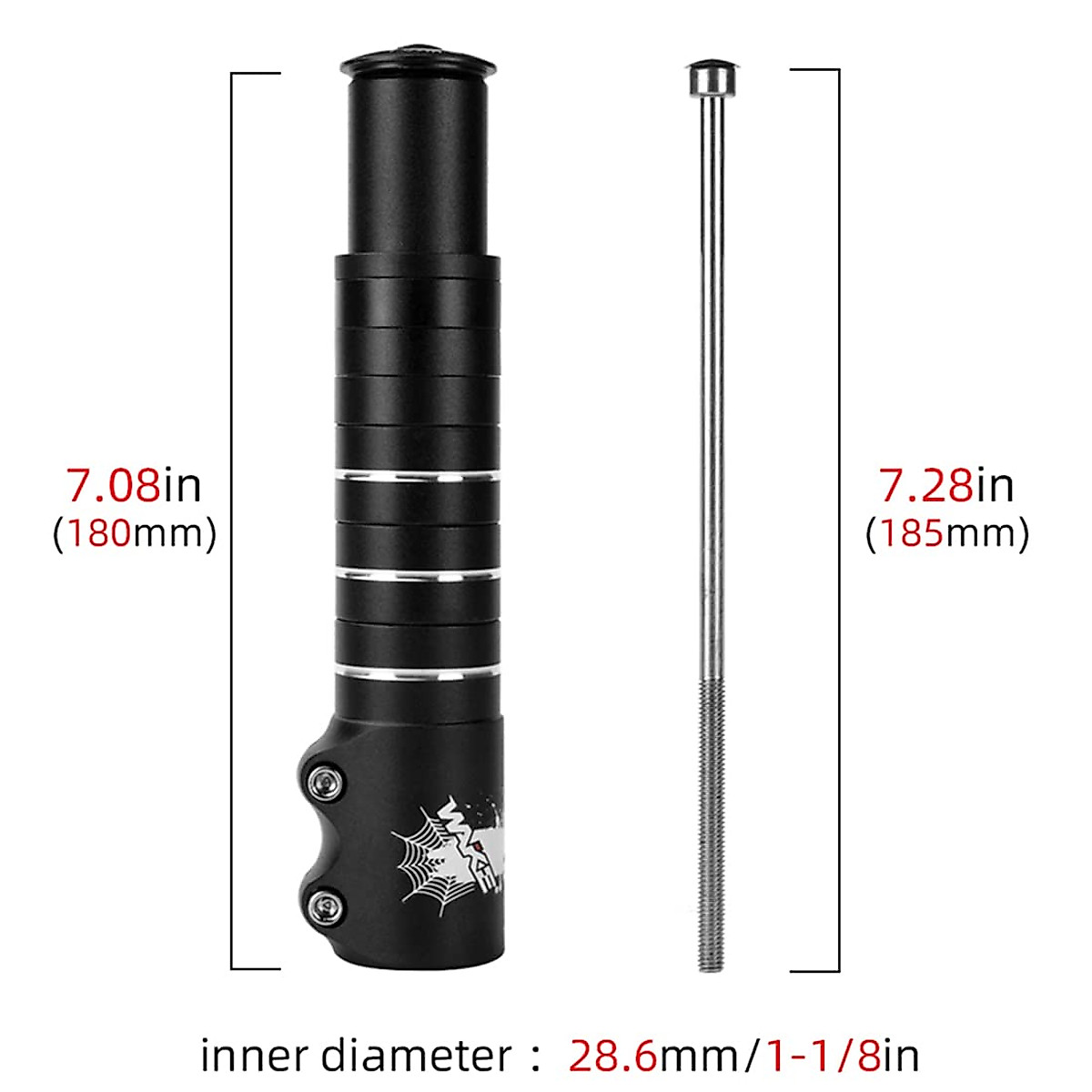 Bike Stem Riser Wake Bike Fork Stem Extender Bicycle Handlebar Raiser Head Up Adapter Suitable for Mountain Bike, Road Bike, MTB, BMX (Aluminium Alloy, Adjustable, Black)