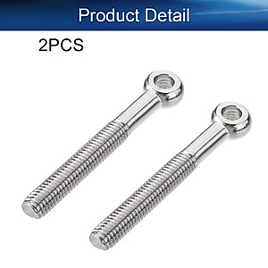 Yinpecly M10x80mm Eye Shape Bolt, 304 Stainless Steel Fish Eye Bolt, Lifting Ring Eye Bolts, 8mm x 18mm(IDxOD) Closed Rod Eye Screw Bolts Metric Thread, 2Pcs