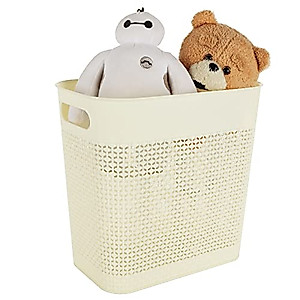 ZOFORTY 3 Pack Slim Plastic Trash Can Wastebasket, 3.5 Gallon Trashcan Garbage Bin with Handles, Rectangle Hollow Trash Bin Waste Basket for Office Bathroom Bedroom Home Kitchen Dorm - 10” High