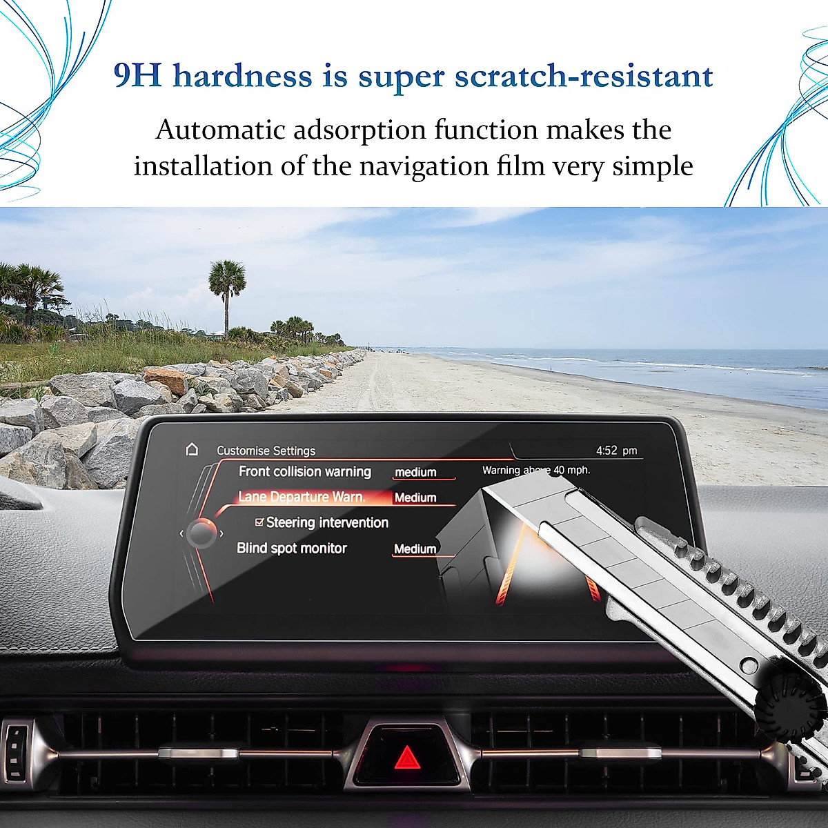 SKTU Screen Protector Foils for 2020-2024 2025 Toyota GR Supra A90 8.8In Navigation GR Supra Accessories Tempered Glass Scratch Resistance HD Clear