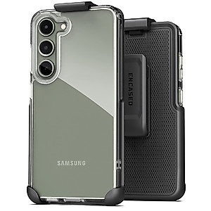 Encased Clear Case with Belt Clip Designed for Samsung Galaxy S23 Plus - Protective Slim Cover with Phone Holster (2023 Release S23+)