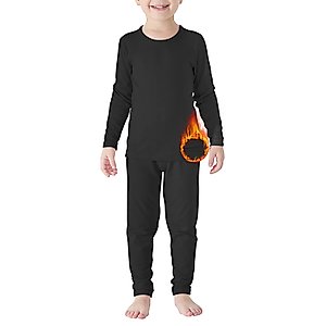 Century Star Kids Thermal Underwear Long Johns for Boys Girls Base Layer Toddler Thermal Set Ultra Soft Black Medium (90) /2T-3T