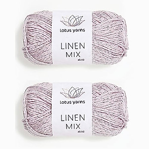 Yarn Ave 2 Balls/100g Linen Mix 19% Linen 44% Cotton 37% Viscose Soft Blended Yarn for Knitting and Crocheting Tops, Vests, Baby Projects, Fingering Weight Summer Yarn (#06 Lavender)