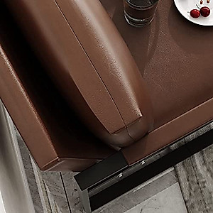 Lamerge Leather Accent Chair Sofa Chair with Extra-Thick Padded Backrest and Seat Cushion Single Sofa for Living Room Bedroom, Black Metal Frame, 105 Degree Slant Back, Brown,Set of 1