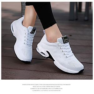 Fenlogft Women's Flying Knit Running Shoes - Lightweight Lace-up Sneakers for Daily Walking and Work, Garden Shoes (White, Size, 6.5)