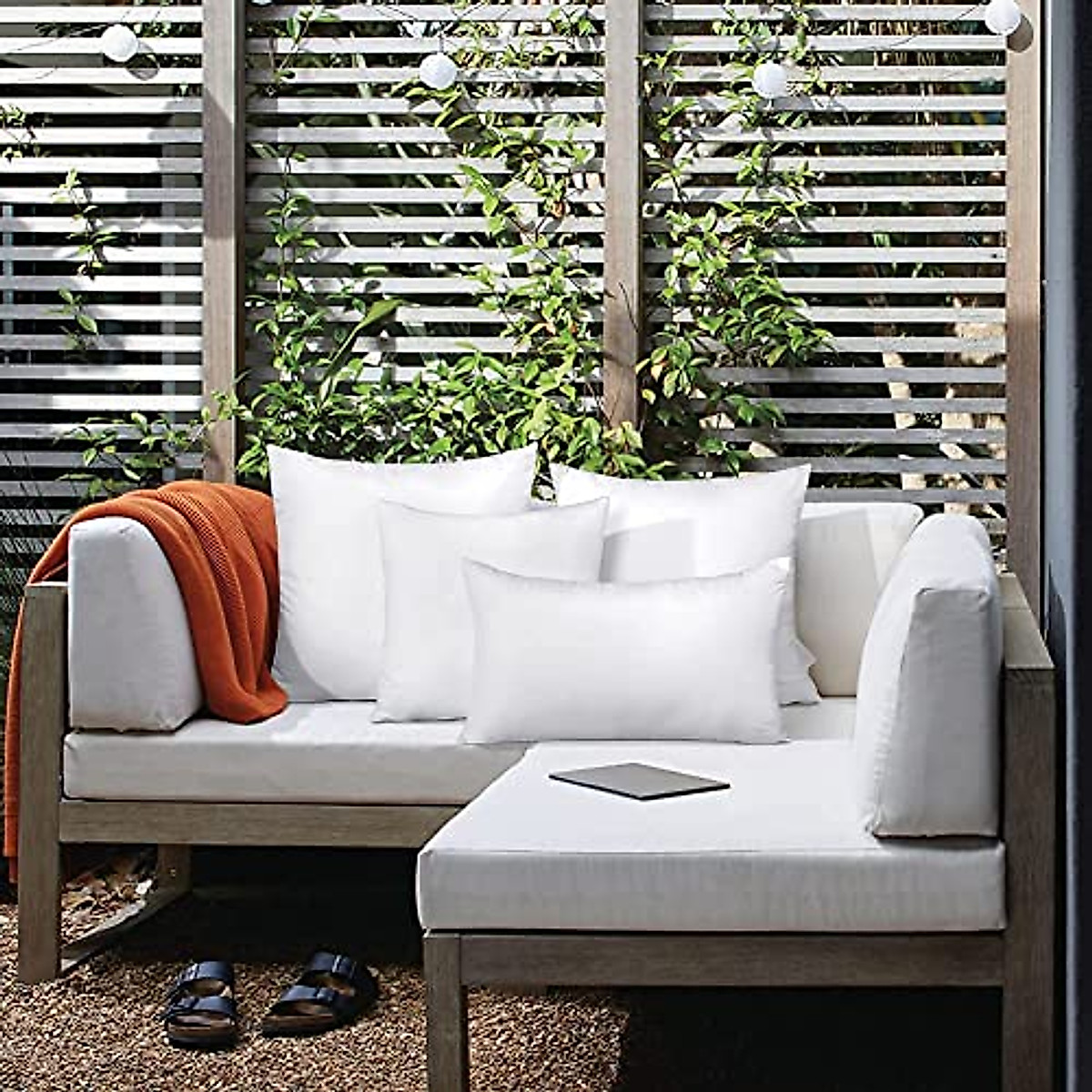 OTOSTAR Outdoor Waterproof Throw Pillow Inserts 18 x 18 Inches Premium Water Resistant Decorative Pillow Inserts Square Pillows for Couch Sham Cushion Stuffer Garden Furniture Patio Bench,Pack of 2