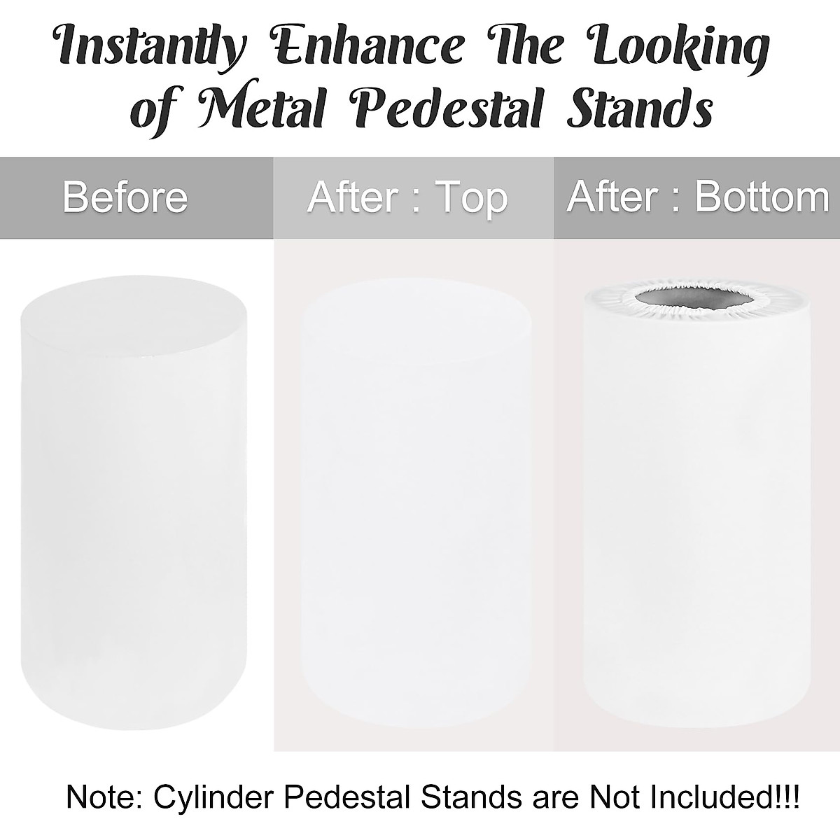 Spandex Cylinder Pedestal Stand Covers Set of 5 Stretchable Cylinder Plinth Covers Dessert Table Display Pillars Cover for Wedding Props Babyshower Birthday Party Event Decor (White)