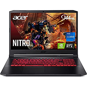 2022 Acer Nitro AN517 17.3" 144Hz FHD IPS Display Gaming Laptop - Intel i7-11800H 8 Cores - Nvidia RTX 3050 Ti 4GB - 32GB RAM DDR4 - 2TB (1TB x2 ) M.2 SSD - WiFi 6 RJ-45 - Windows 11 Home w/ 32GB USB