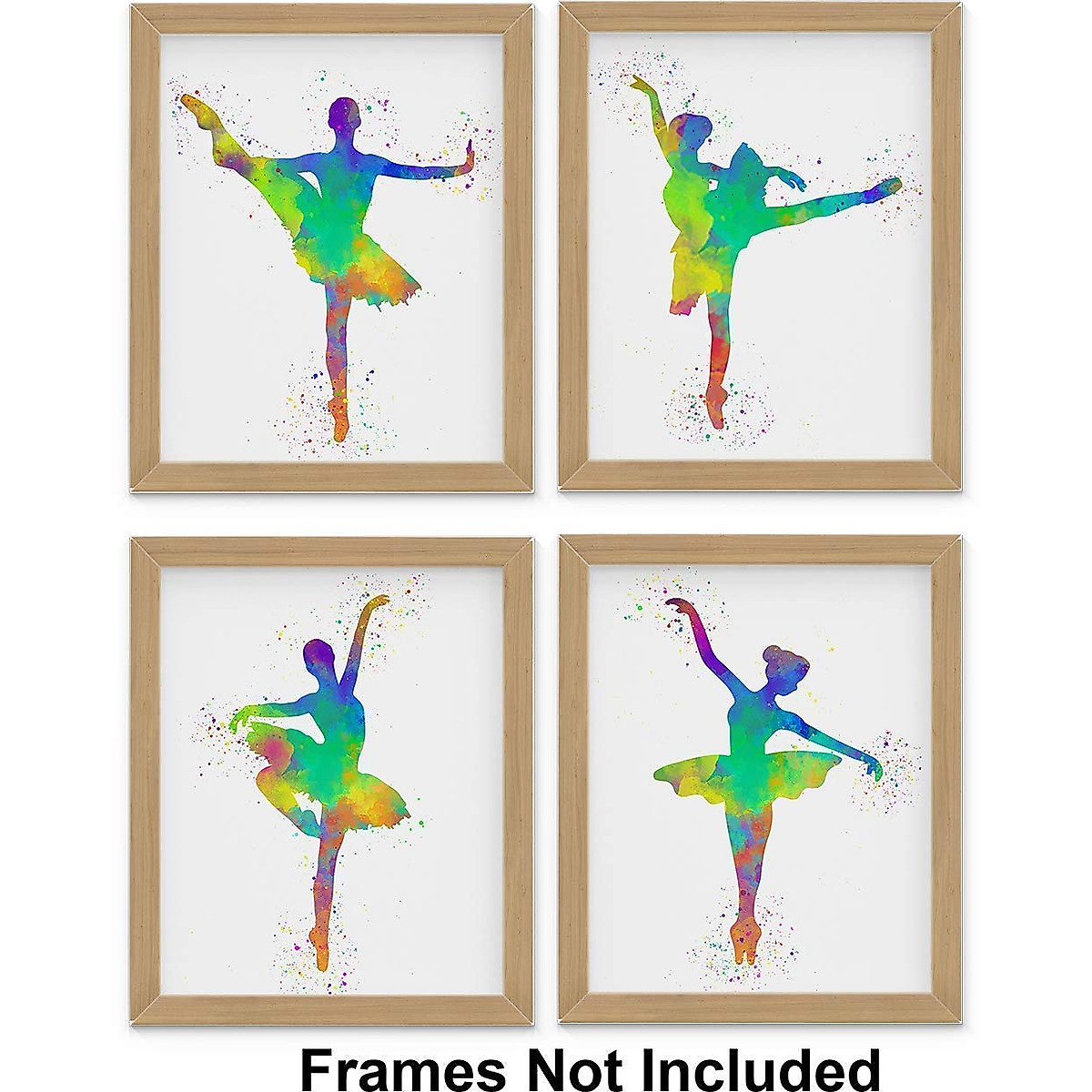 Girl Ballet Dancers Abstract Wall Art Print 8 x 10" Set of 4 Unframed, White Background, Perfect for for Ballerina, Teacher and Lover of Ballet, Ideal Bedroom, Dance Studio, Locker Decor