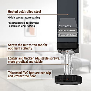 4 Pcs Adjustable Height Bed Support Legs For Bed Frame/Bed Center Slat, Super Sturdy Metal Bed Frame Center Support Leg, Replacement Bed Frame Support Legs, Support Feet For Bed Frame (7.8 To 10.6 IN)