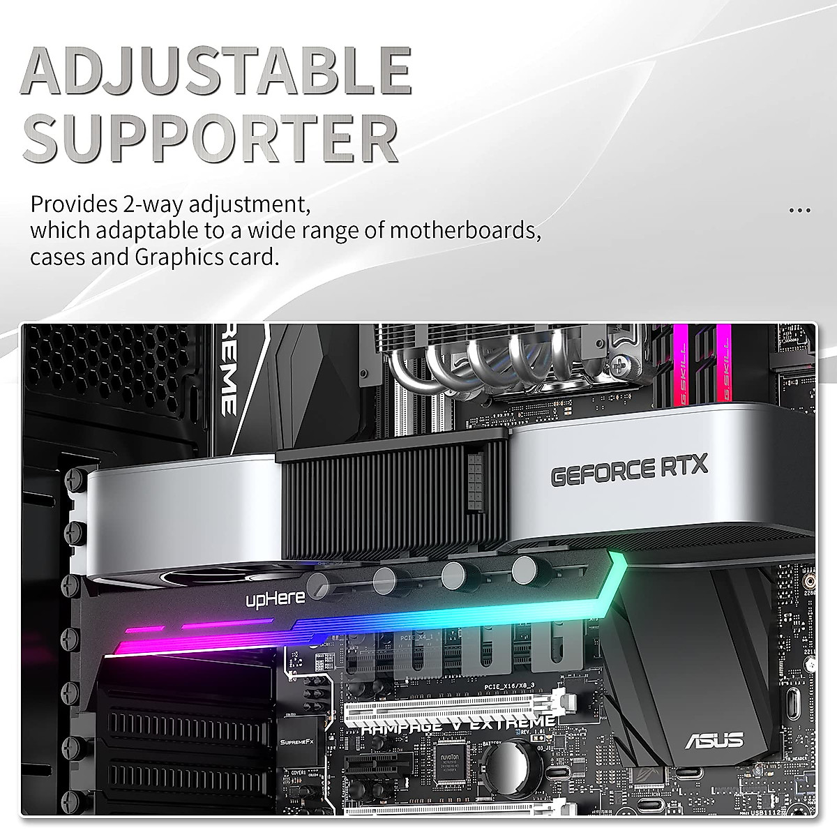 upHere 5V 3PIN Addressable RGB Graphics Card GPU Brace Support Video Card Sag Holder,Built-in 5V ARGB Strip,Adjustable Length and Height Support,G276ARGB