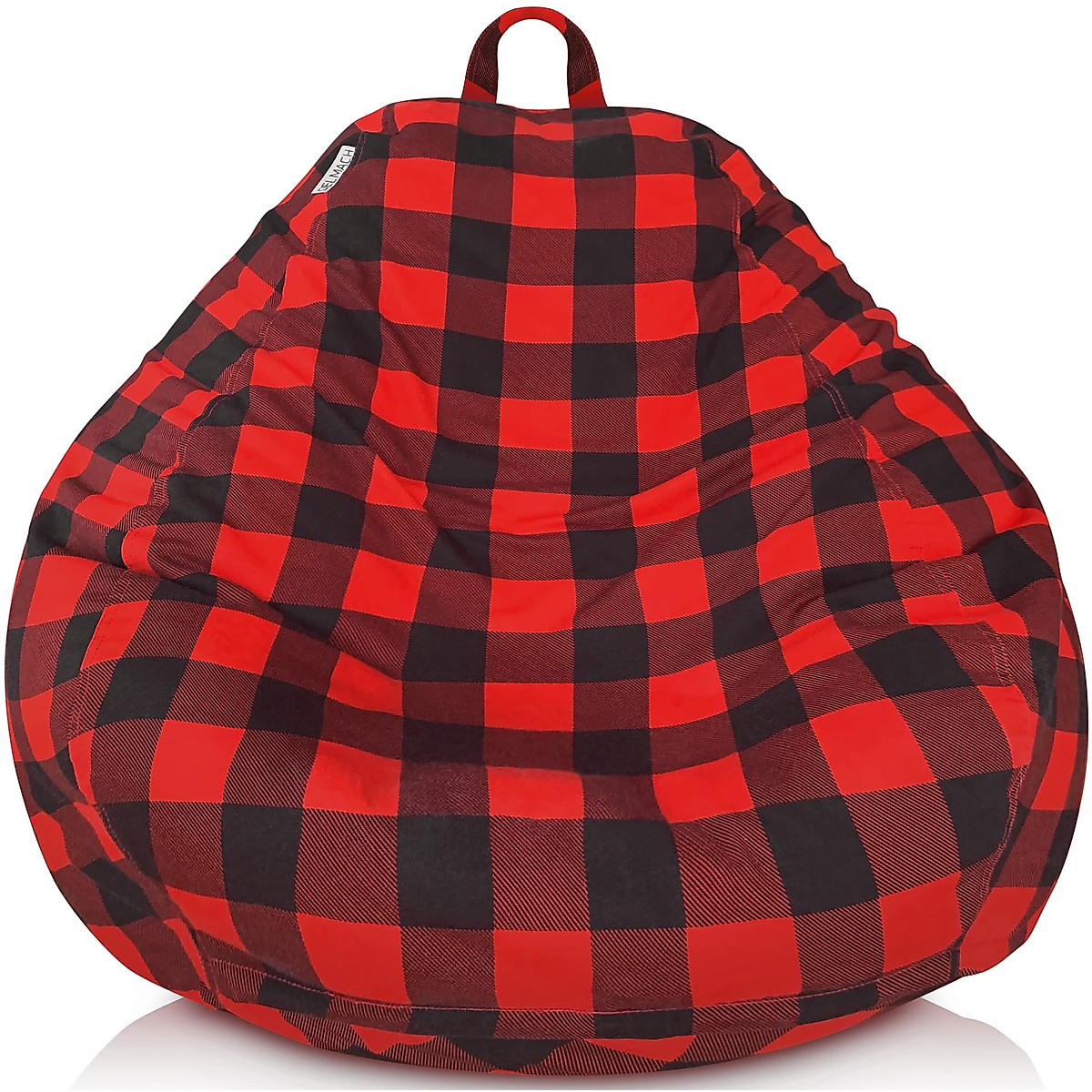Delmach Bean Bag Cover | Comfortable Adult Size | Stuffed Animal Storage | Cozy Chair | Cotton Canvas | Buffalo Check Plaid | No Filler