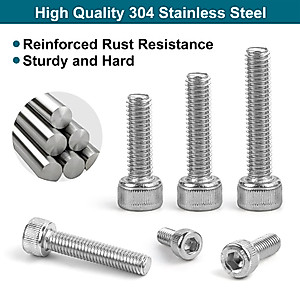 SATANTECH 1600Pcs Metric Screw Assortment,M2 M3 M4 M5 Metric Bolt Assortment,304 Stainless Steel Metric Machine Screws,Hex Socket Head Cap Screws Nuts and Bolts Assortment Kit with Flat & Lock Washers