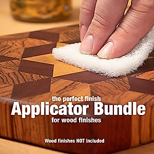 22 Piece Wood Finish Applicator Bundle • Includes 10 White Non-Woven Pads 2 Terry Cloth Buffing Towels and 10 Stirring Sticks for Applying Finishes • Wax • Wood Butter and More to Woodworking Projects