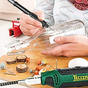 TECCPO Rotary Tool Kit, 110 Accessories, 4 Attachments, Carrying Case, 6 Variable Speed with Flex shaft, Protective Shield, Sharpening Guide, Cutting Guide, Ideal for Crafting Project and DIY