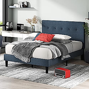 ZINUS Omkaram Upholstered Platform Bed Frame / Mattress Foundation / Wood Slat Support / No Box Spring Needed / Easy Assembly, Full