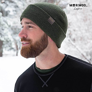 MERIWOOL Beanie for Men and Women - Merino Wool Blend Ribbed Knit Winter Hat Wine