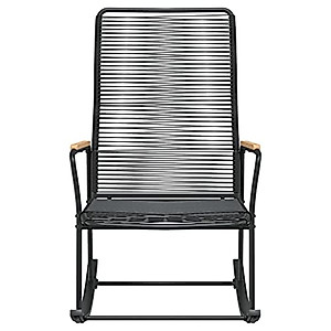 BUKSCYJS Camping Rocking Chairs,Rocking Chairs for Outside,Rocking Chairs for Outside Foldable,Rocking Lawn Chairs Foldable with Shocks,Patio Rocking Chair Black 23.2"x31.3"x40.9" PVC Rattan