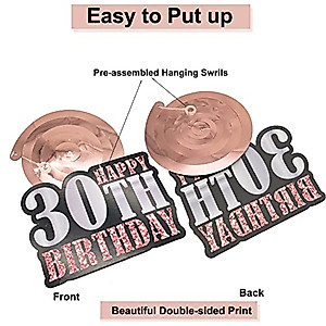 WOJOGO 30th Birthday Decorations for Women, Rose Gold 30 Birthday Decorations for Her Him, Including Happy 30th Birthday Banner Hanging Swirls Birthday Cake Topper Balloons for Party Supplies