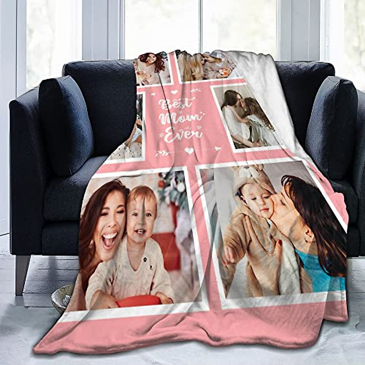 Easycosy Gifts for Mom Custom Blanket with Photo Personalized Picture Collage Throw Blanket Customized Mothers Day Birthday Gifts from Daughter 30"x40"