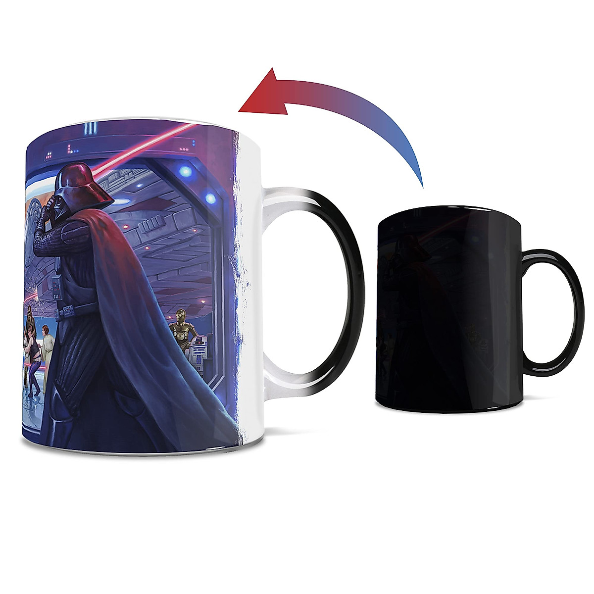 Morphing Mugs Star Wars – Obi Wan & Darth Vader – Obi Wan's Final Battle – Thomas Kinkade Studios - One 11 oz Color Changing Ceramic Mug – Image Revealed When HOT Liquid Is Added!