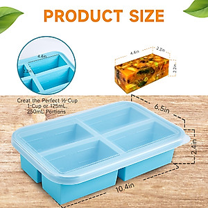 Silicone Freezer Trays with Lid, 1 Cup Soup Freezer Containers - 2 Pack, Silicone Soup Freezer Molds - Large Ice Cube Tray, Freeze and Store Soup, Broth, Sauce, Leftovers - Makes 8 Perfect 1 Cup