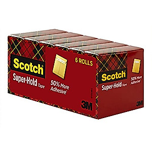 Scotch Super-Hold Tape, 6 Rolls, Transparent Finish, 50% More Adhesive, Trusted Favorite, 3/4 x 1000 Inches, Boxed (700K6)