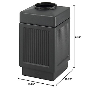 Safco Products Canmeleon Outdoor/Indoor Recessed Panel Trash Can 9475BL, Black, Decorative Fluted Panels, 38-Gallon Capacity