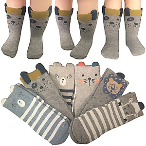 BSLINO Baby Socks 6 Pairs Non Skid 12-36 Months Baby Boys Girls Toddler Anti Slip Skid Slipper Stretch Socks Footsocks Sneakers Socks