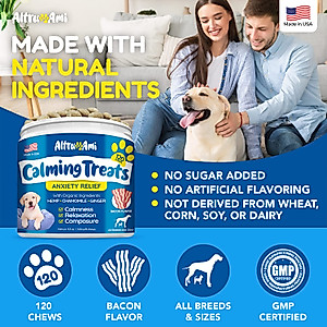 Altru-Ami Calming Chews for Dogs - 120 Hemp Dog Calming Treats for Dog Anxiety Relief - Helps with Separation Anxiety, Travel Stress, Barking, Fireworks & Thunderstorms - Made in USA