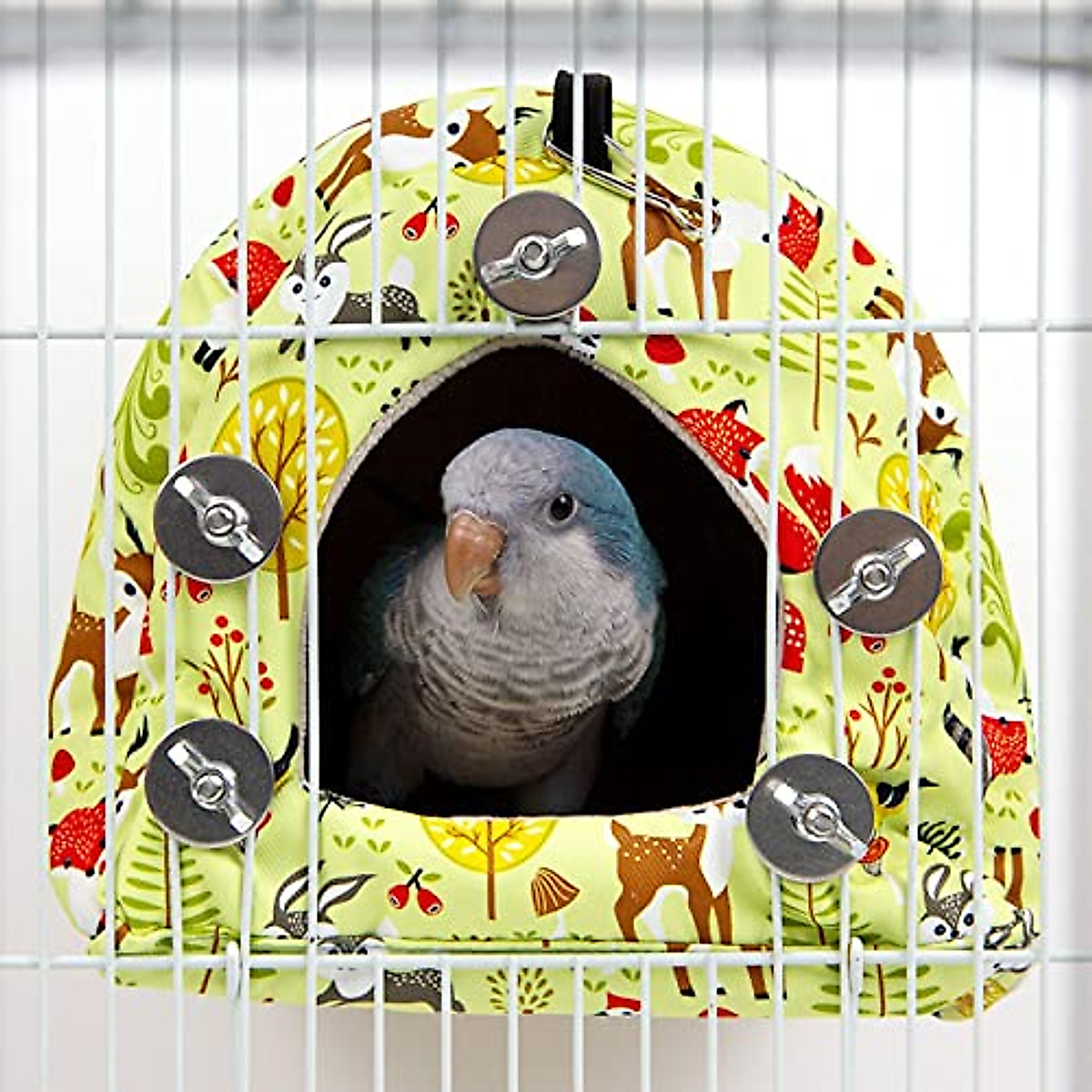 Yajuyi Winter Parrot Cage Hammock Parrots Bird Bed Perch Swing Birdcage Accessories Parrot Shed Birds Hanging Nest for Finches Cockatoo Bluebirds, M