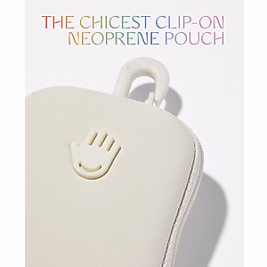 Touchland Touchette Zippered Pouch, Attachable Fashion Accessory with Snap Hook for Power Mist and Glow Mist 1FL OZ, Ivory