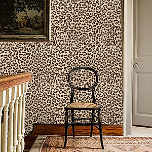 HueBurst Leopard Peel and Stick Wallpaper Leopard Contact Paper Self Adhesive Brown Wallpaper Removable Waterproof Contact Paper Art DIY Wallpaper for Bedroom Living Room 17.3"x118"(14.4sq.ft.)
