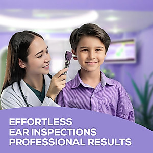 RiteScope Otoscope with Light - Premium Otoscope Set with Fiber Optic Illumination - Ear Infection Detector - Ear Scope for Examination at Home-Purple