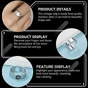 generic 2Pcs Adjustable Couple Rings Sun and Moon Matching Rings Jewelry Gift for Couple Promise Engagement Wedding Men Women