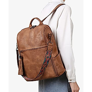 FADEON Leather Backpack Purse for Women Designer Ladies Shoulder Book Bag Fashion PU Convertible Travel Backpack Purses