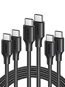 UGREEN 60W 3-Pack USB C to USB C Cable, Type C Fast Charging Cable Compatible with iPhone 15/15 Plus/15 Pro, MacBook Pro 2022, Samsung Galaxy S24/S23/Z Fold/Z Flip, Google Pixel 7, Switch, 6.6FT
