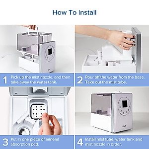 LEVOIT Humidifier Replacement Filters 10-Pack, Mineral Absorption Pad,Compatible with LV600S,LV600HH,OasisMist450S,Capture Fine Particles in Water Tank to Improve Humidification Efficiency,White,18x24