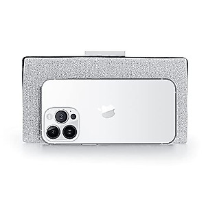 IXEBELLA Glistening Clutch Purse for Women Evening Bag Small Formal Cocktail/Prom/Wedding Party Clutch (Silver)