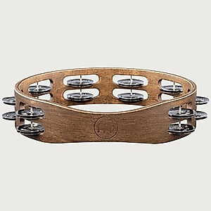 Meinl Percussion Traditional Wood Tambourine with Stainless Steel Jingles, Double Row — NOT Made in China — for All Musicians, 2-Year Warranty (TA2WB)