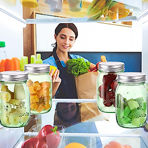 Pinkunn 12 Pcs Mason Jars with Lids 16 Oz Regular Mouth Pint Canning Jars Vintage Glass Jars Bulk Airtight Multifunction Mason Jars for Storage Canning Pickling Preserving Fermenting DIY Craft (Green)