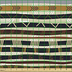 Ambesonne Abstract Fabric by The Yard Ethnic Style Geometric Forms Striped Pattern on Bold Earth Tones Decorative Material for Modern Farmhouse Decor Upholstery and Home Accents 1 Yard Orange Cream