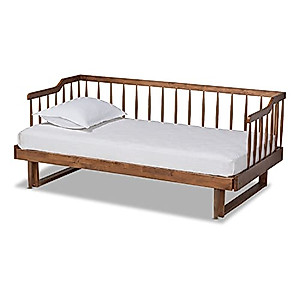 Baxton Studio Muriel Modern and Transitional Walnut Brown Finished Wood Expandable Twin Size to King Size Spindle Daybed