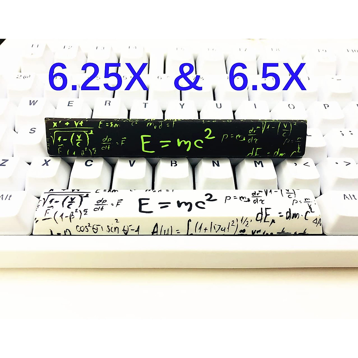 Novelty Spacebar Artisan Keycap PBT Dye Subbed 6.25u 6.5u Custom Keycaps OEM Profile for Standard ANSI Cherry MX Mechanical Gaming Keyboards (6.25u E=mc² (Black))